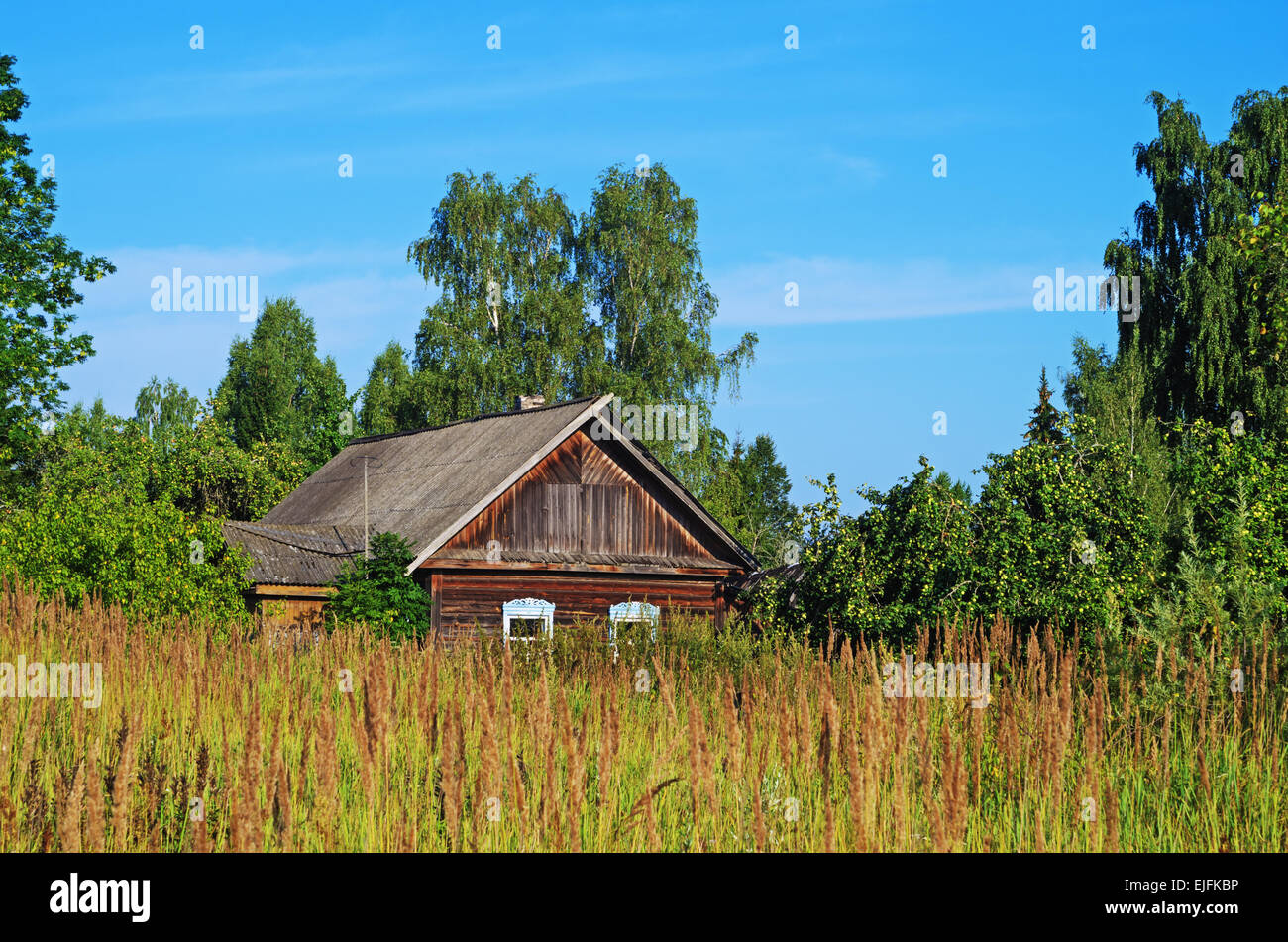 Rural landscape - old wooden house Stock Photo - Alamy