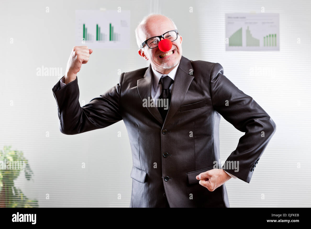 fake self-confident business man showing off false power Stock Photo ...