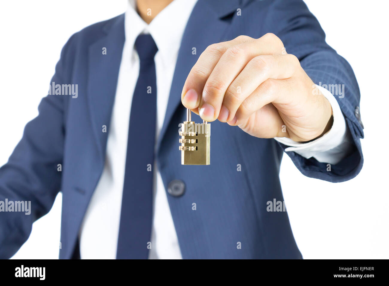Businessman and Combination Lock on Blue Suit Style. Concept About ...