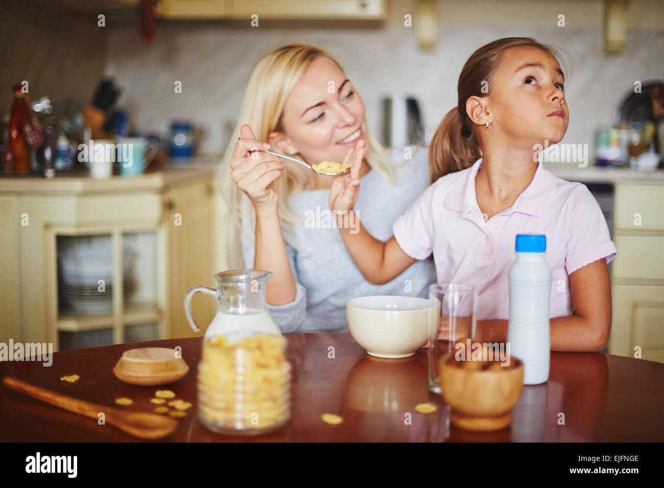 Daughter refusing from food Stock Photo - Alamy