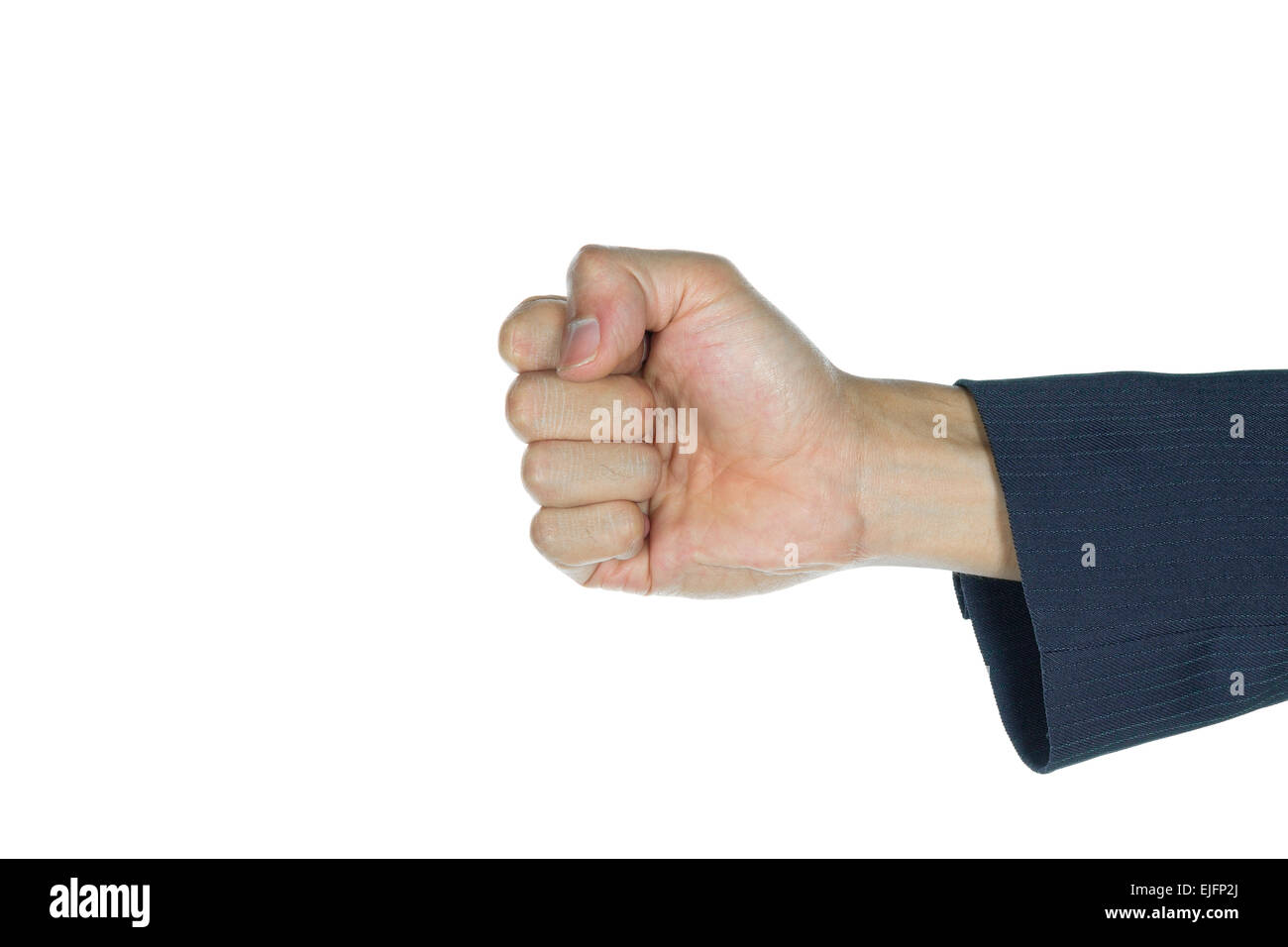 Strong fist of businessman on white background. Concept of success in ...