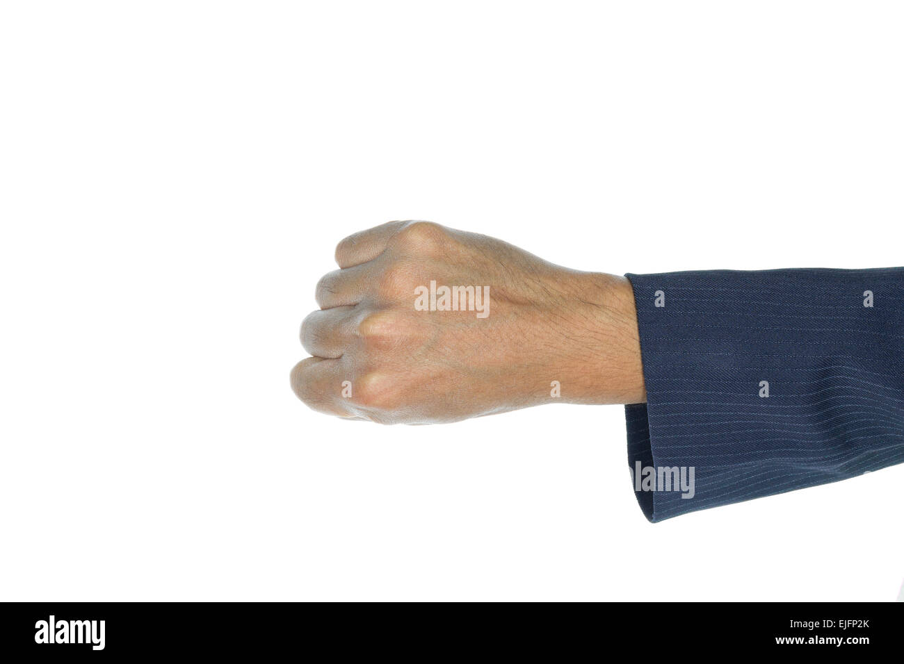 Fist of businessman on top view on white background. Concept about ...