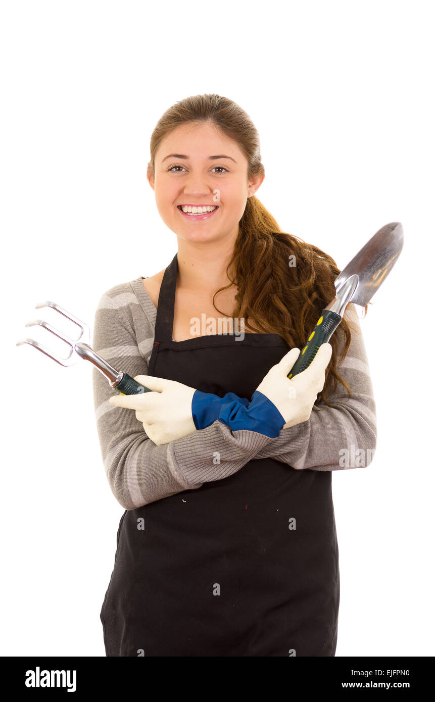 beautiful young woman gardening Stock Photo - Alamy