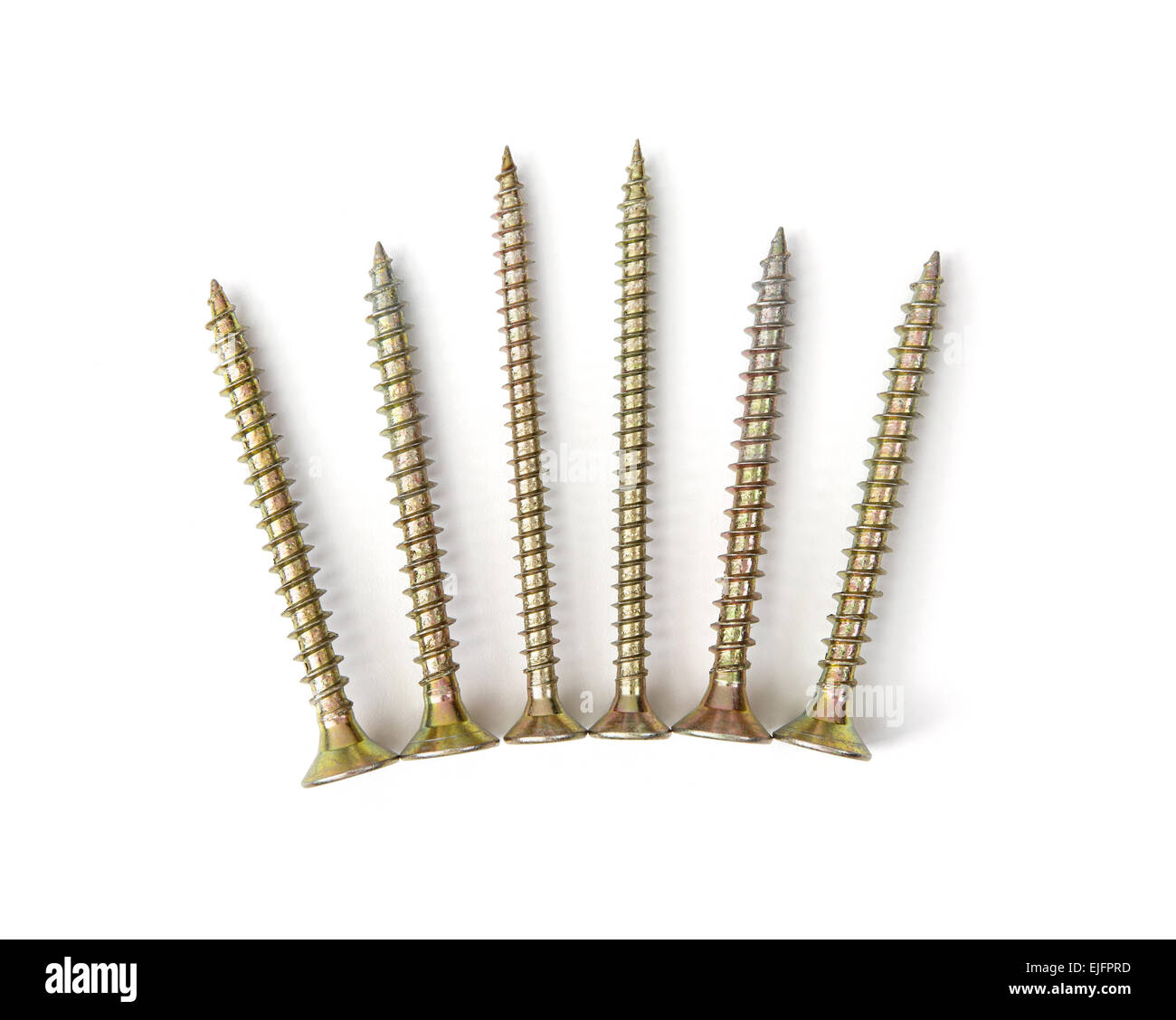 Copper screws on the white background. Construction material Stock ...
