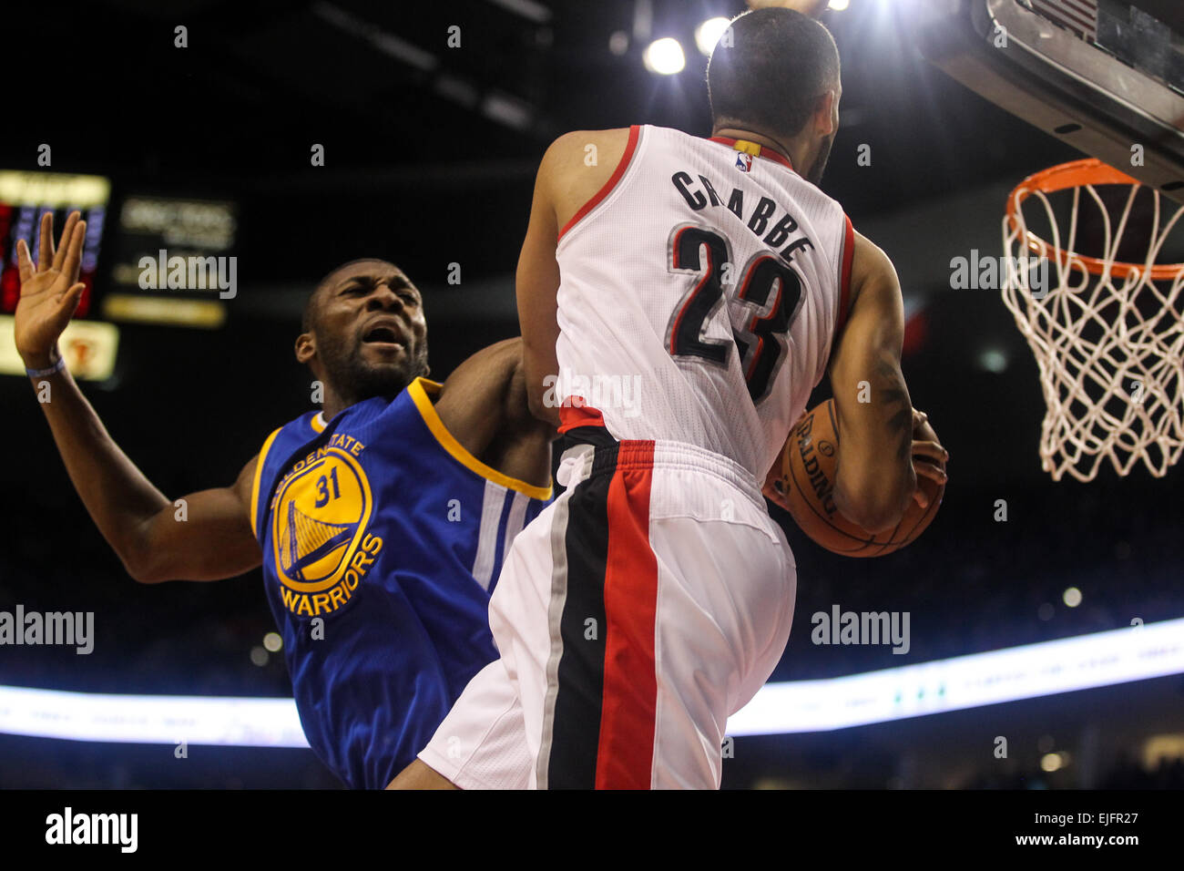 ALLEN CRABBE (23) drives to the hoop. The Portland Trail Blazers play ...