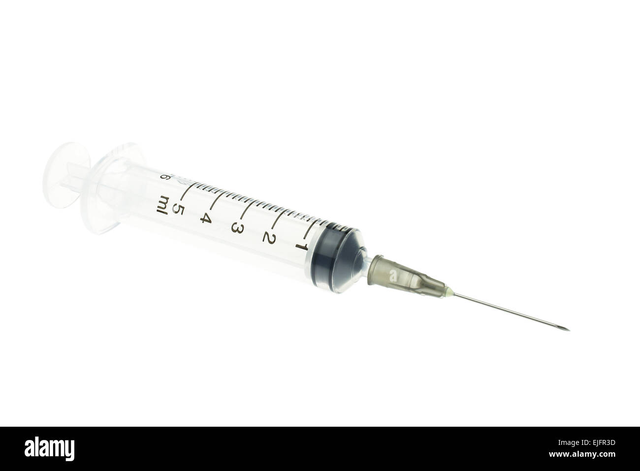Plastic black syringe isolated on white background. Single use medical ...
