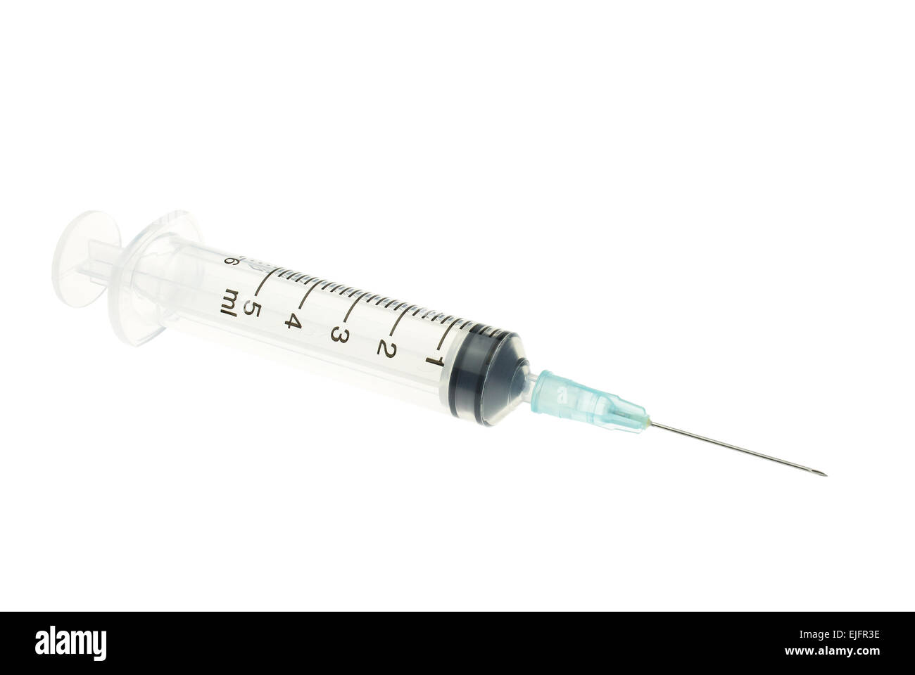 Plastic blue syringe isolated on white background. Single use medical ...