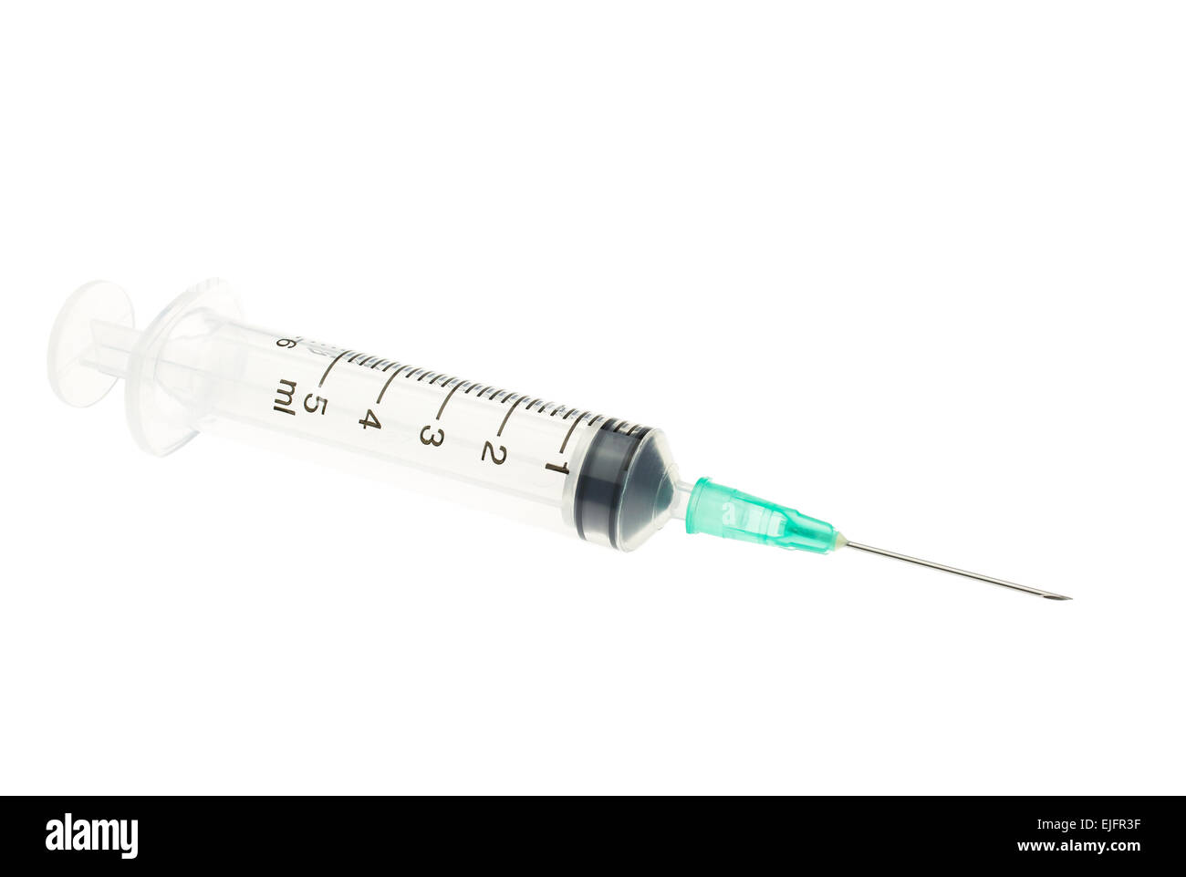 Plastic green syringe isolated on white background. Single use medical ...