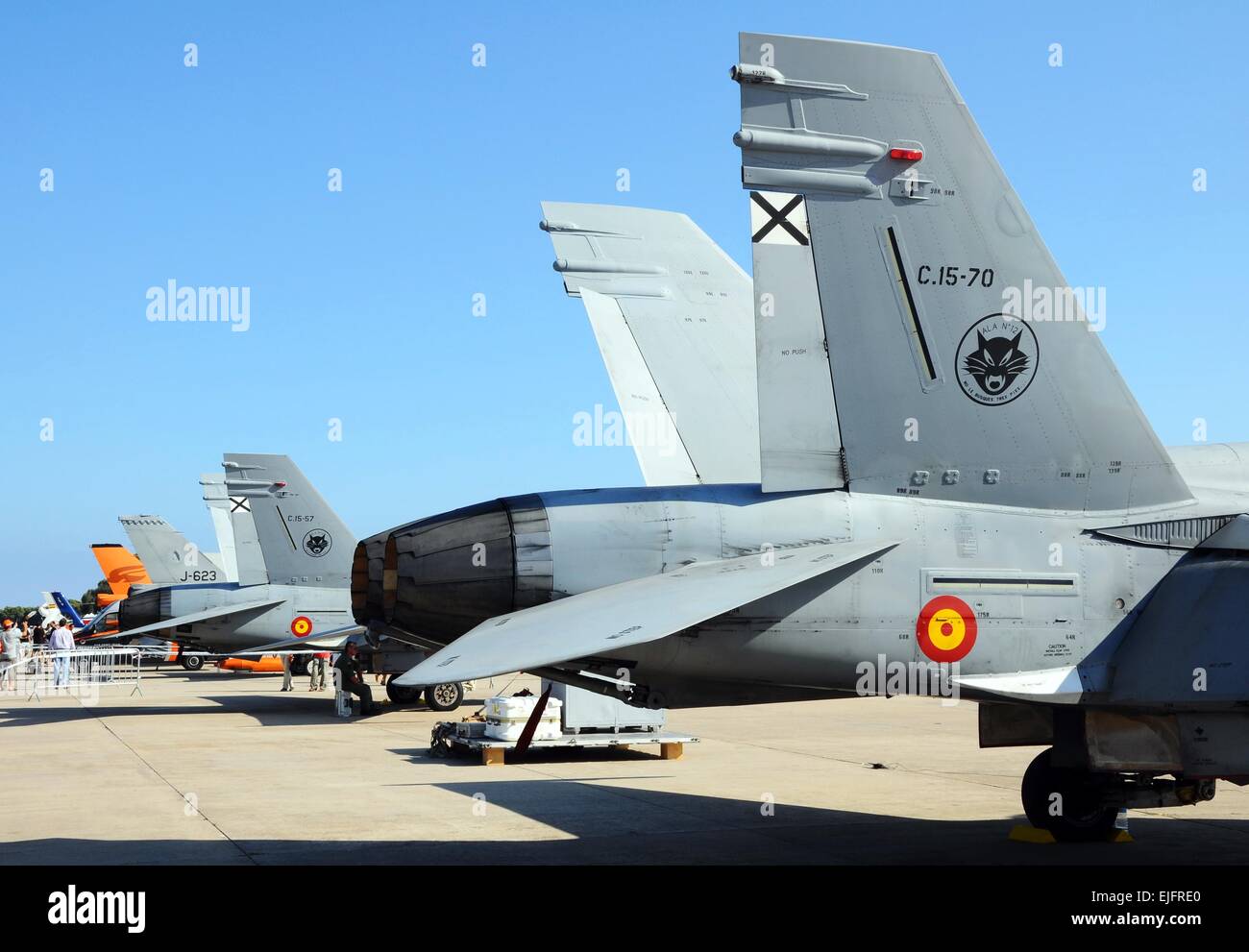 McDonnell Douglass F/A-18 Hornet tail fins at the second airshow at ...
