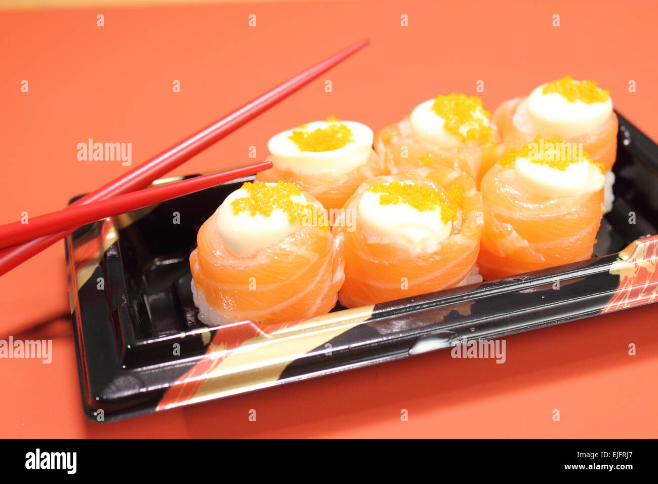 Japanese appetizer cuisine sushi set with salmon Stock Photo - Alamy