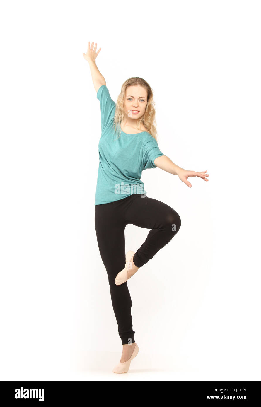 young beautiful dancer posing on a studio background Stock Photo - Alamy