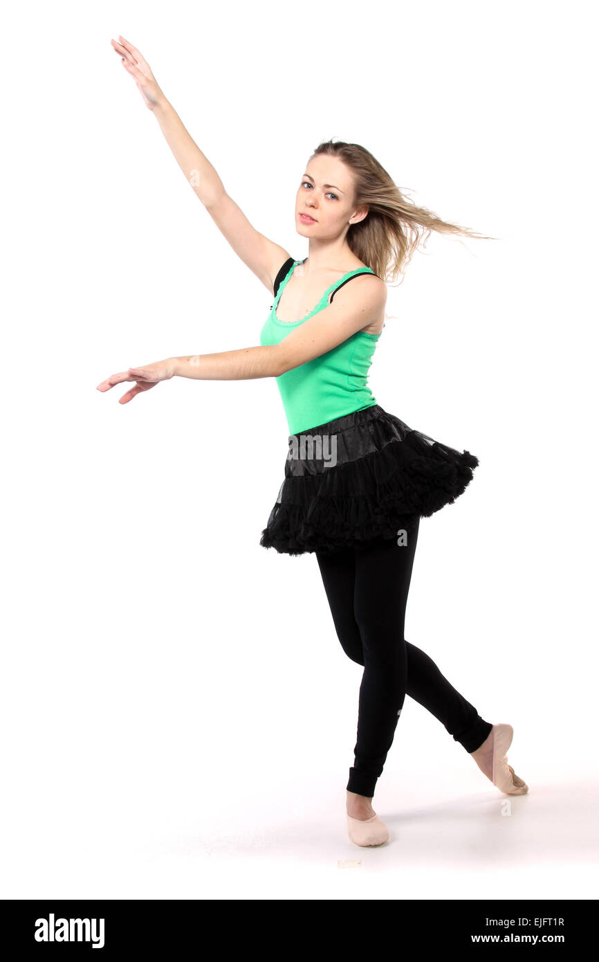 modern dancer woman poses studio on white background Stock Photo - Alamy