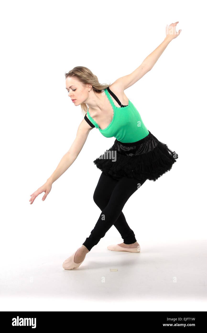 modern dancer woman poses studio on white background Stock Photo - Alamy