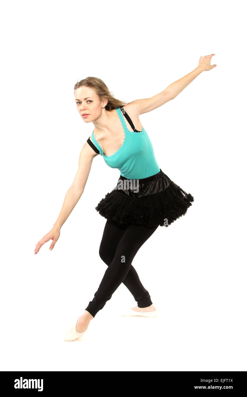 modern dancer woman poses studio on white background Stock Photo - Alamy