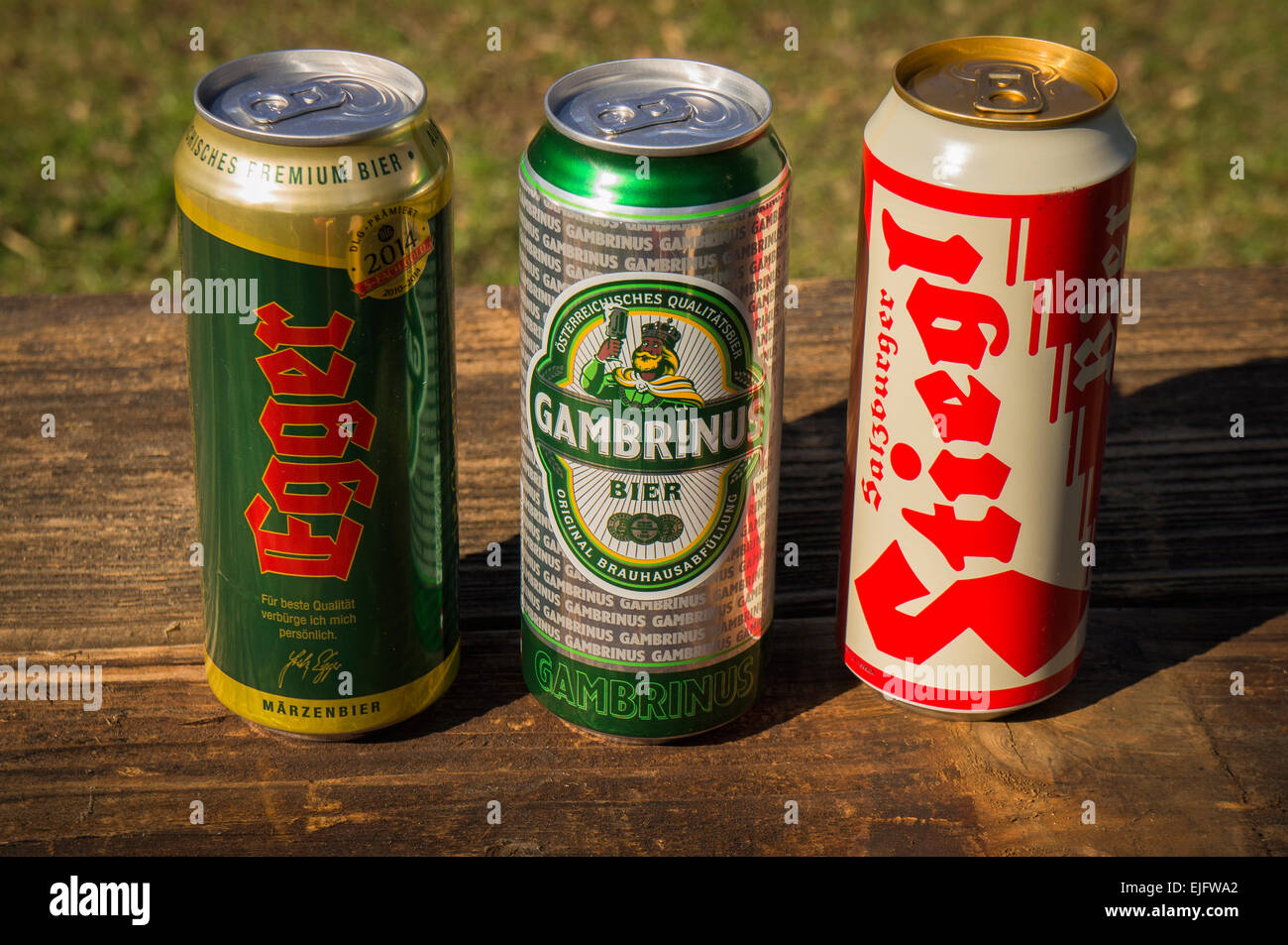 Egger, Ottakringer Gambrinus, Salzburger Stiegl, beer can, tin, cans ...