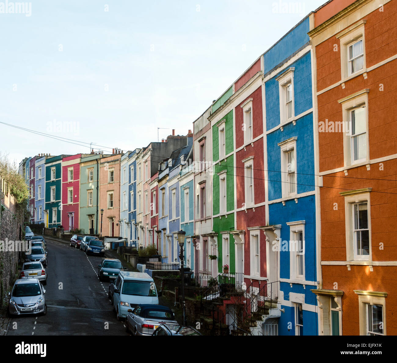 The famous coloured houses of Cliftonwood, Bristol Stock Photo - Alamy