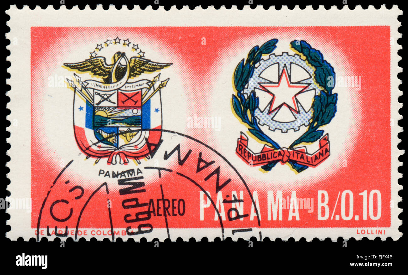 PANAMA - CIRCA 1966: Stamp printed in Panama shows crests by Italy and ...