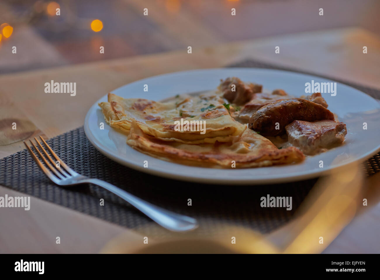 Pancakes with meat Stock Photo - Alamy