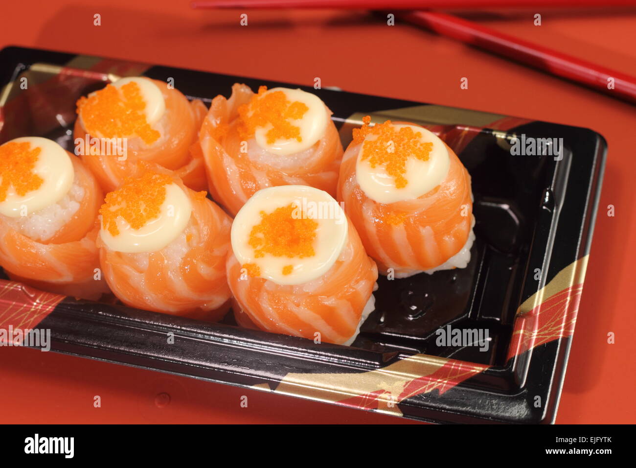 Japanese appetizer cuisine sushi set with salmon Stock Photo - Alamy