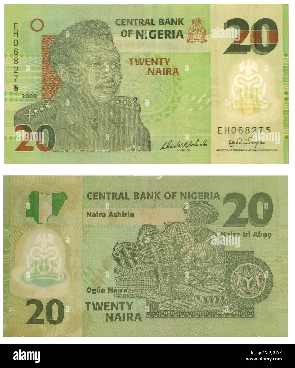 NIGERIA - CIRCA 2008: The naira is the currency of Nigeria. 20 naira ...