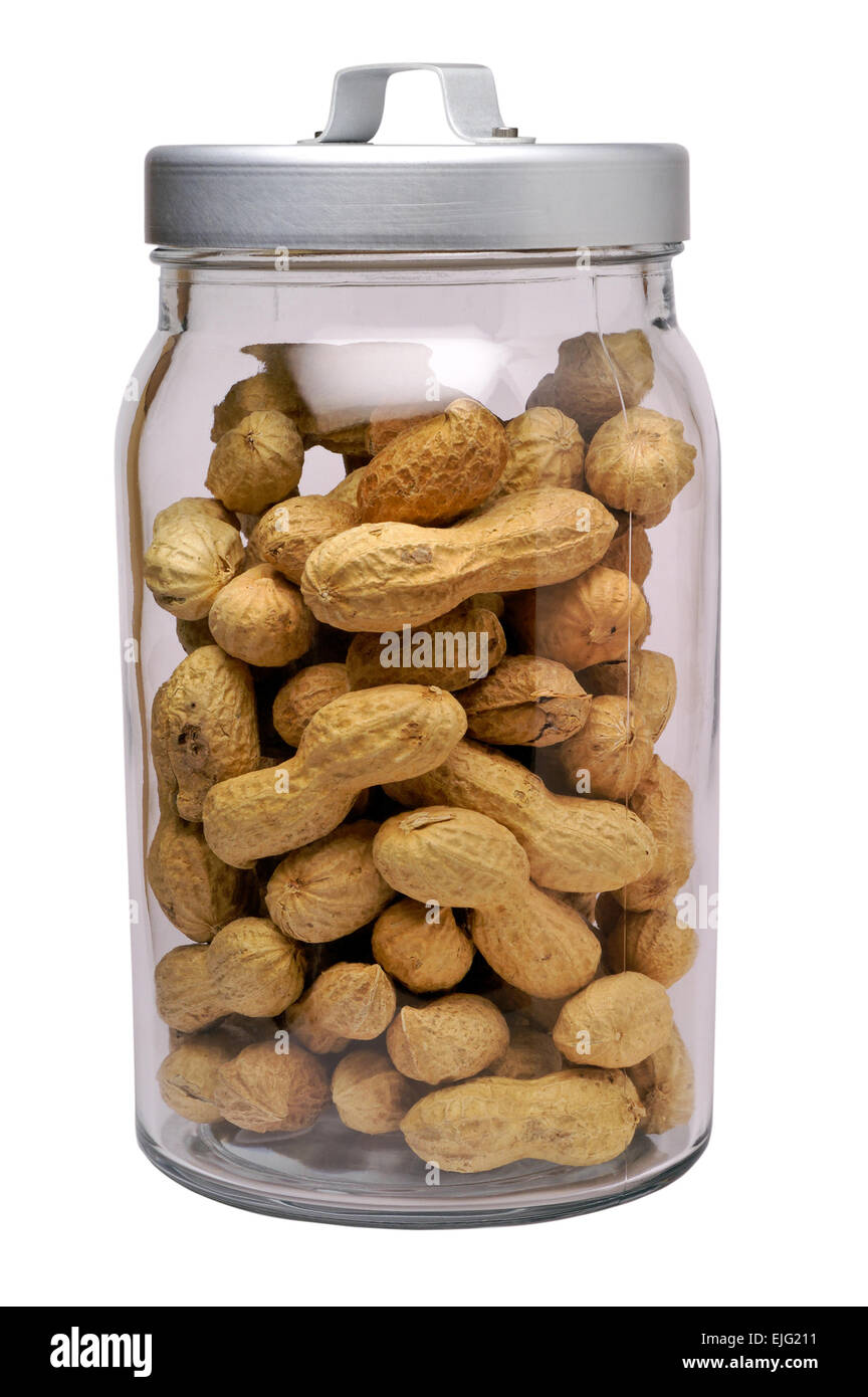 Peanuts in glass jar with clipping path Stock Photo - Alamy