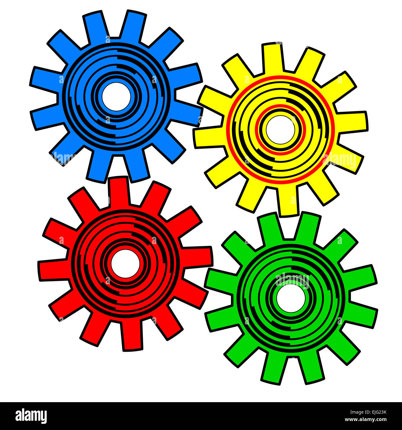 Colors gears on white background vector Stock Photo - Alamy