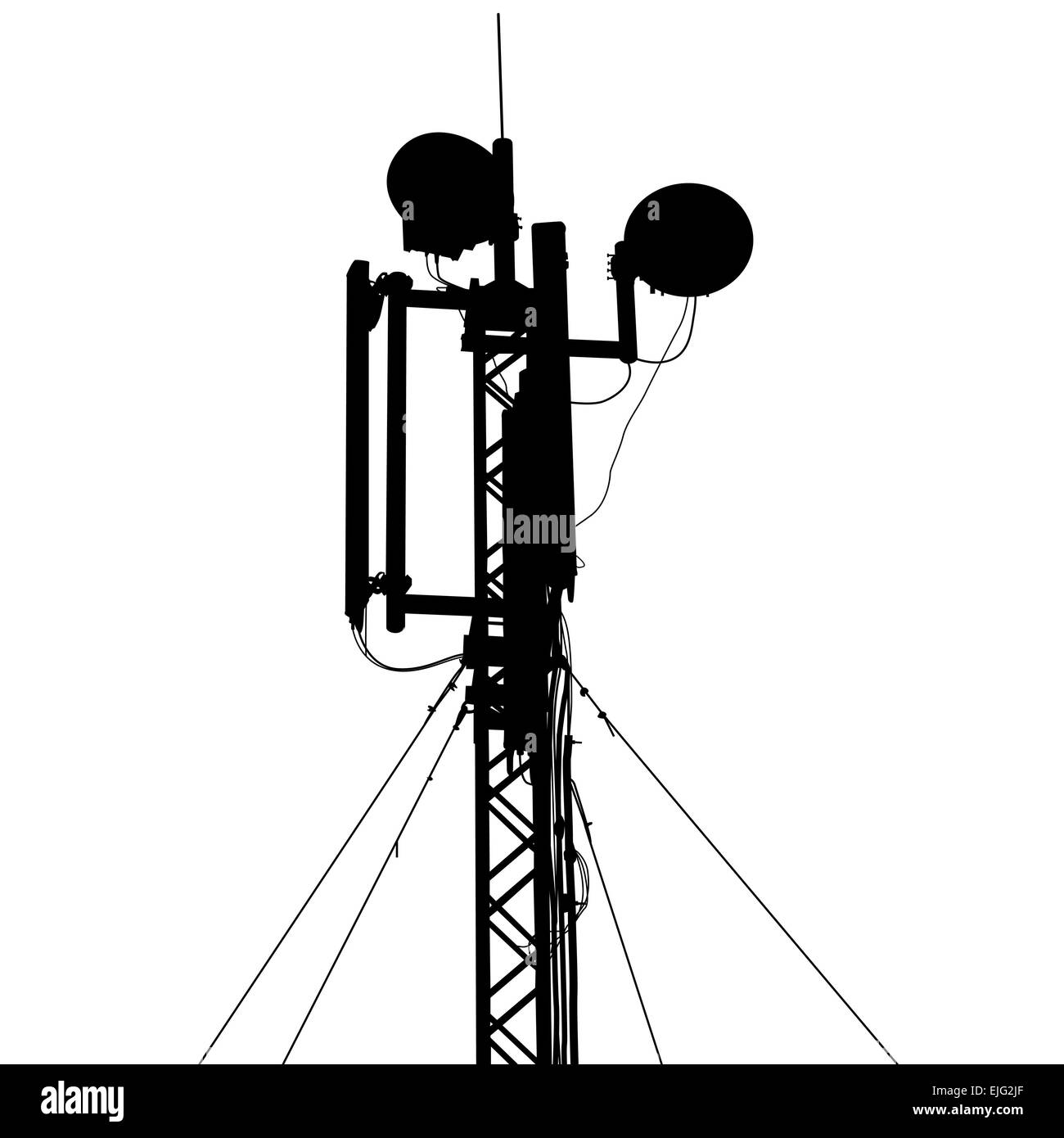 Silhouette mast antenna mobile communications. Vector illustrati Stock ...
