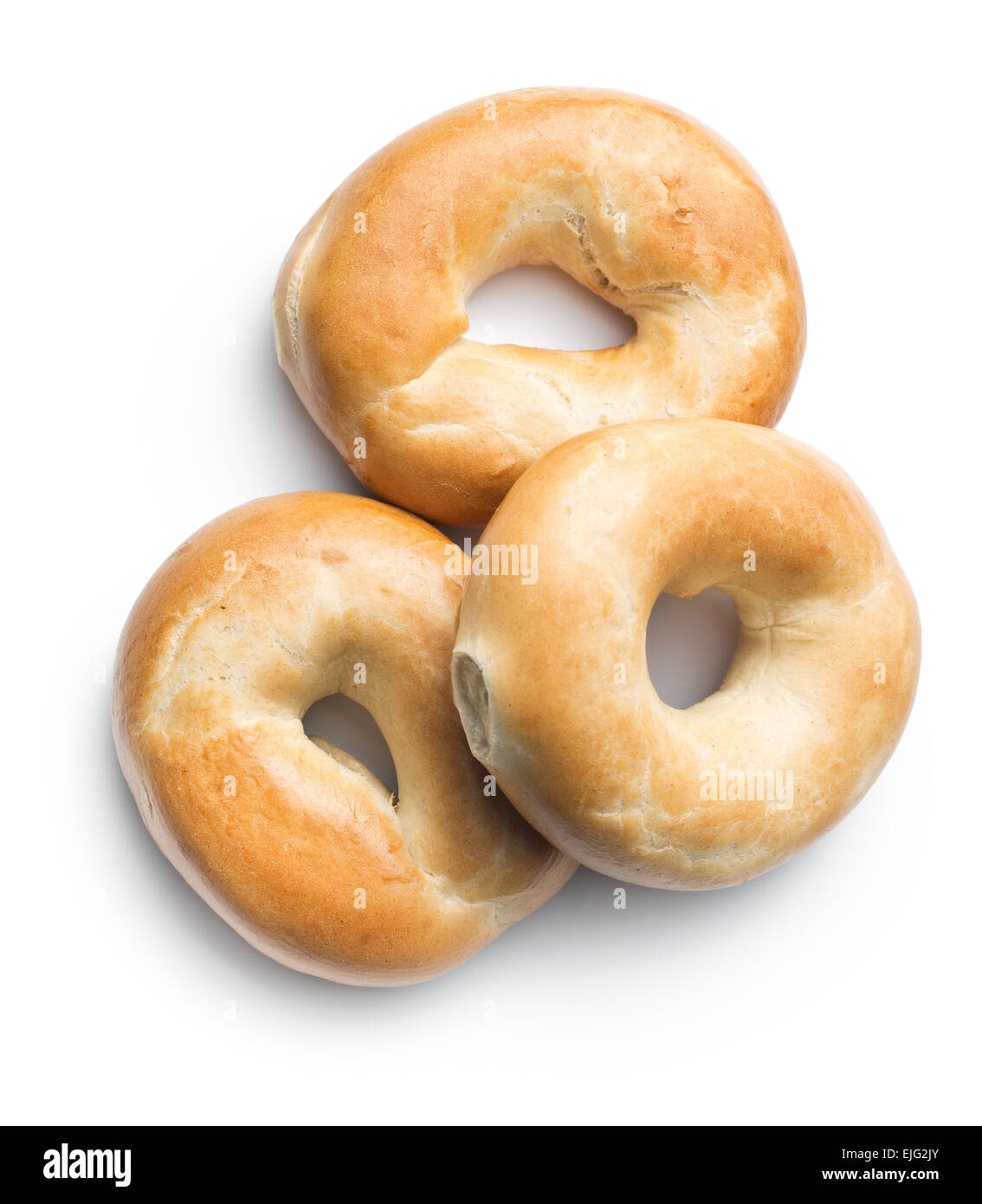 three bagels on white background Stock Photo - Alamy