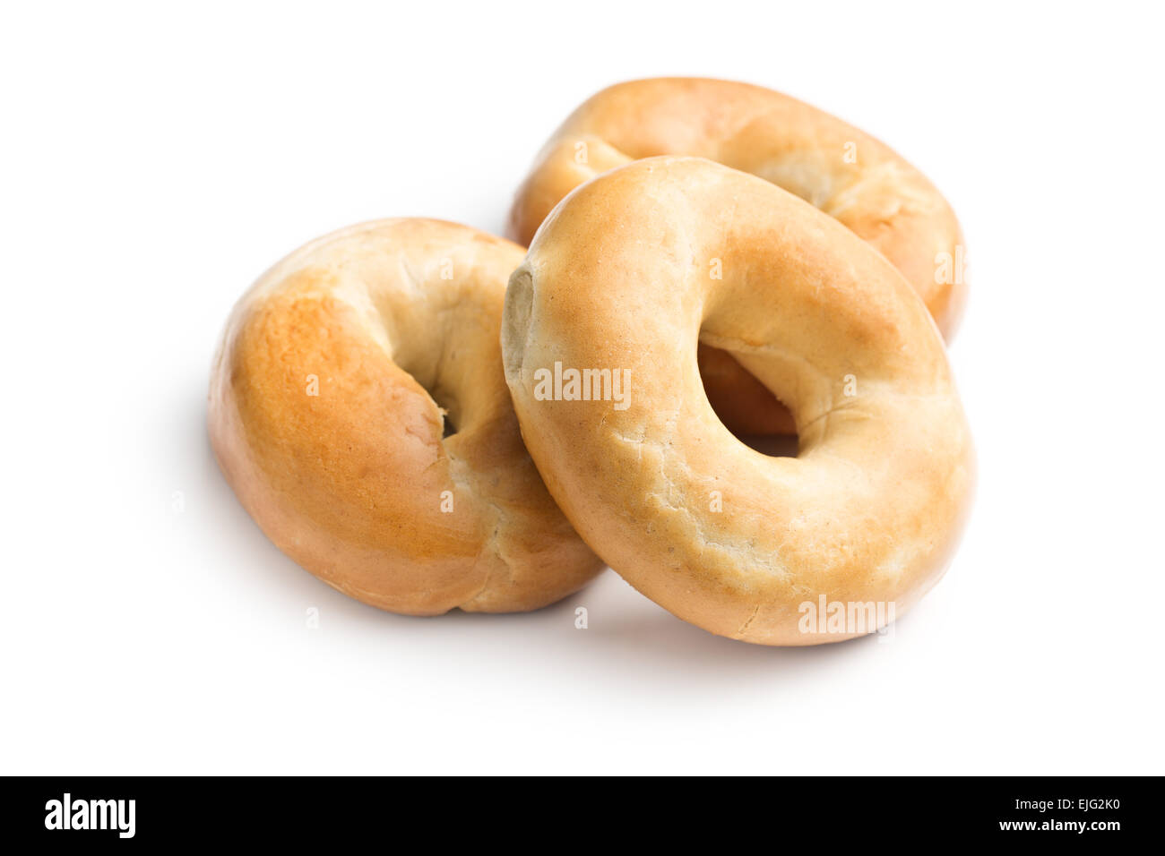 three bagels on white background Stock Photo - Alamy