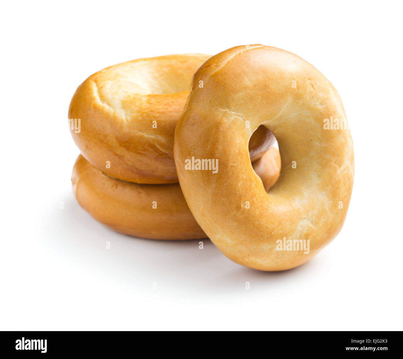 three bagels on white background Stock Photo - Alamy