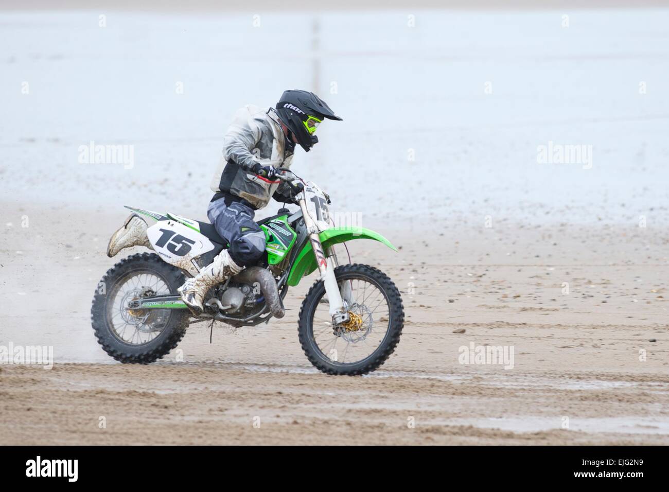 Motorcycle Sand Racing on the beach at Mablethorpe in East Yorkshire ...