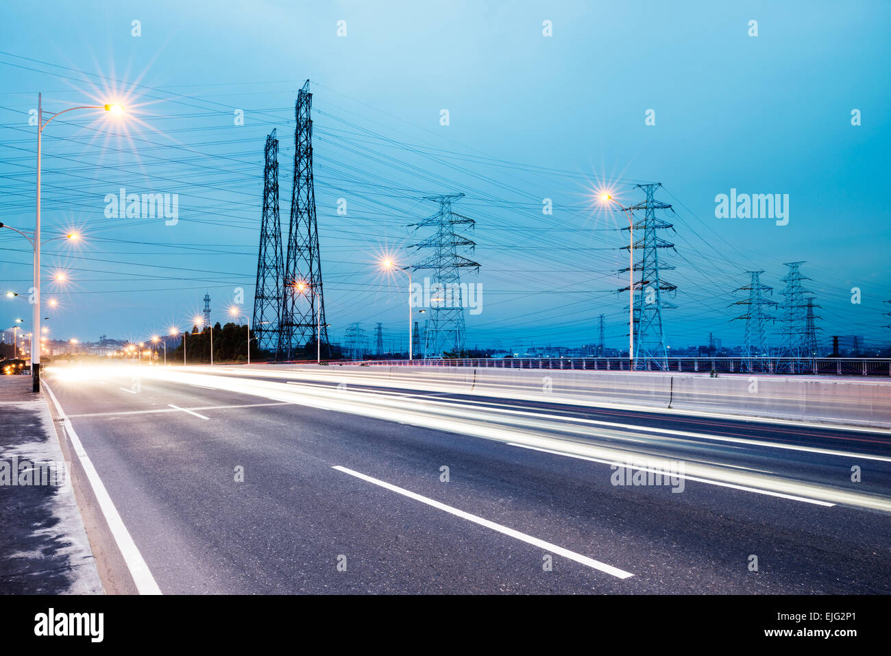 the light trails on the modern building background in shanghai china ...