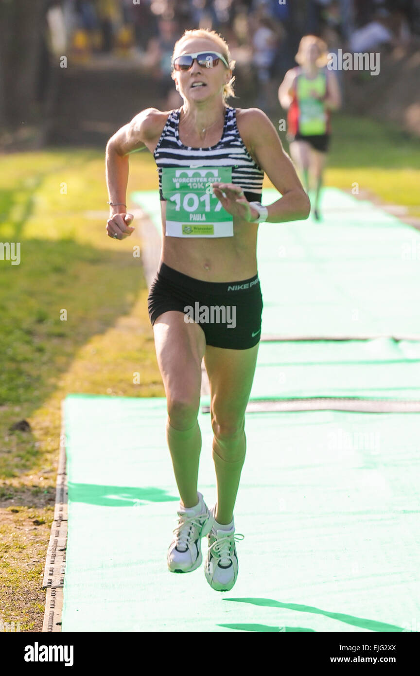 Paula Radcliffe and her daughter Isla attend the Worcester City 10K run ...