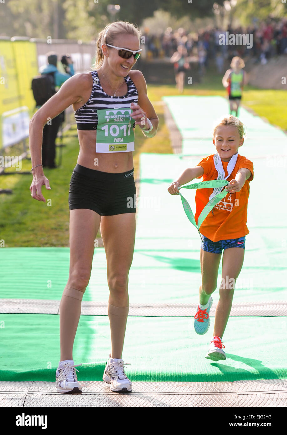 Paula Radcliffe and her daughter Isla attend the Worcester City 10k run ...