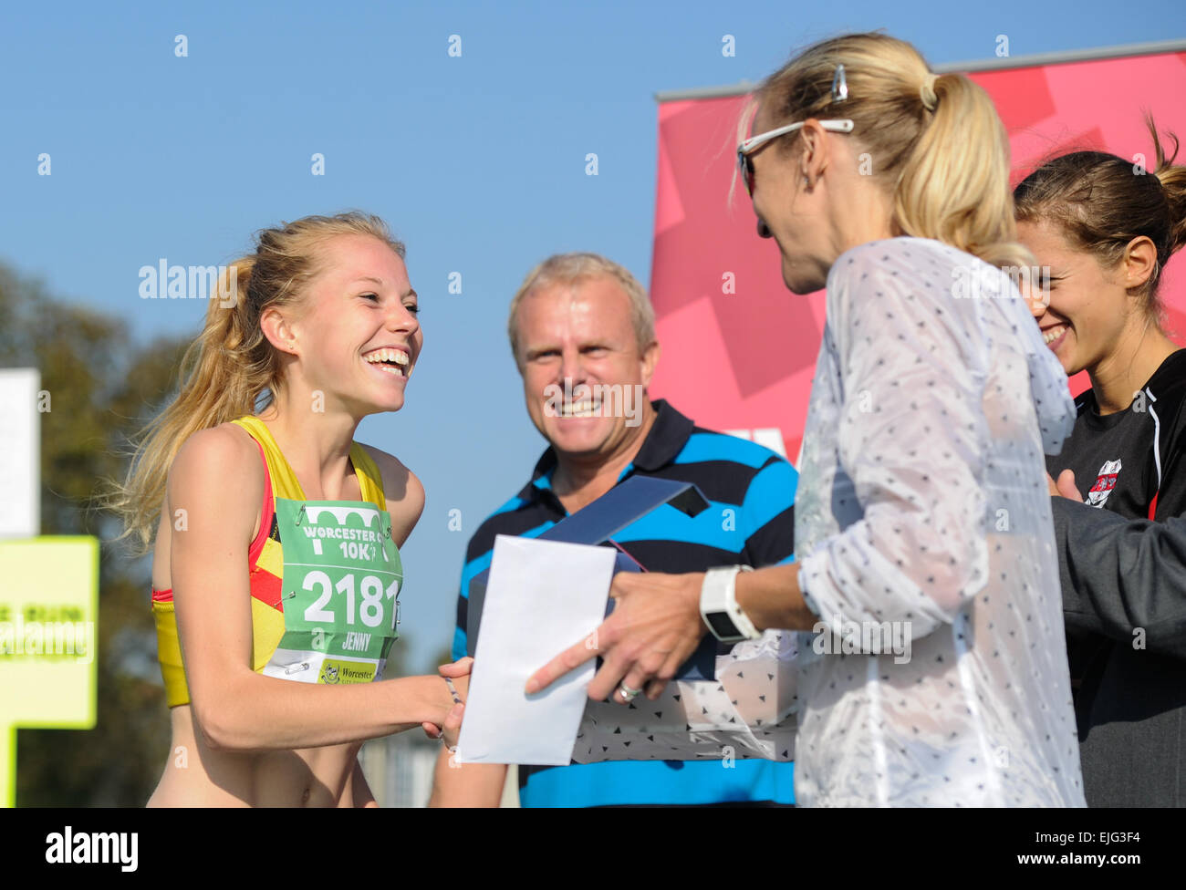 Paula Radcliffe and her daughter Isla attend the Worcester City 10k run ...