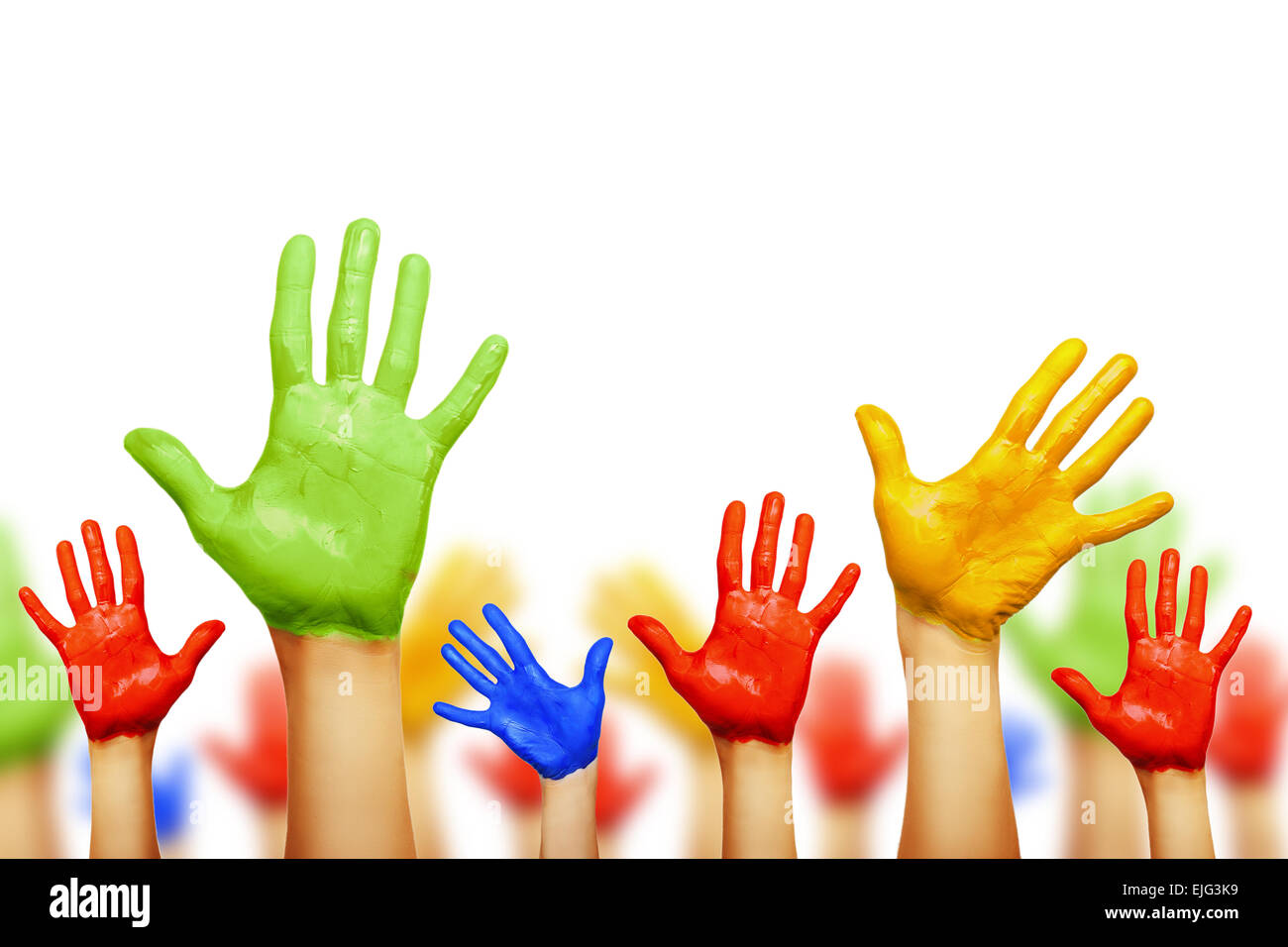 Colourful hands isolated on white Stock Photo - Alamy