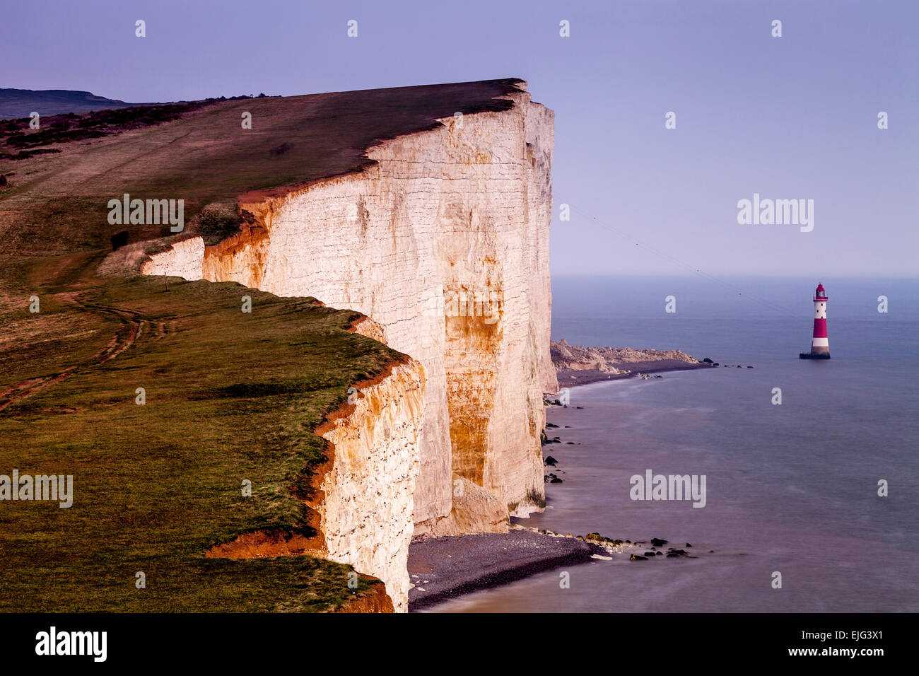 Beachy Head and Beachy Head Lighthouse near Eastbourne, Sussex, UK ...