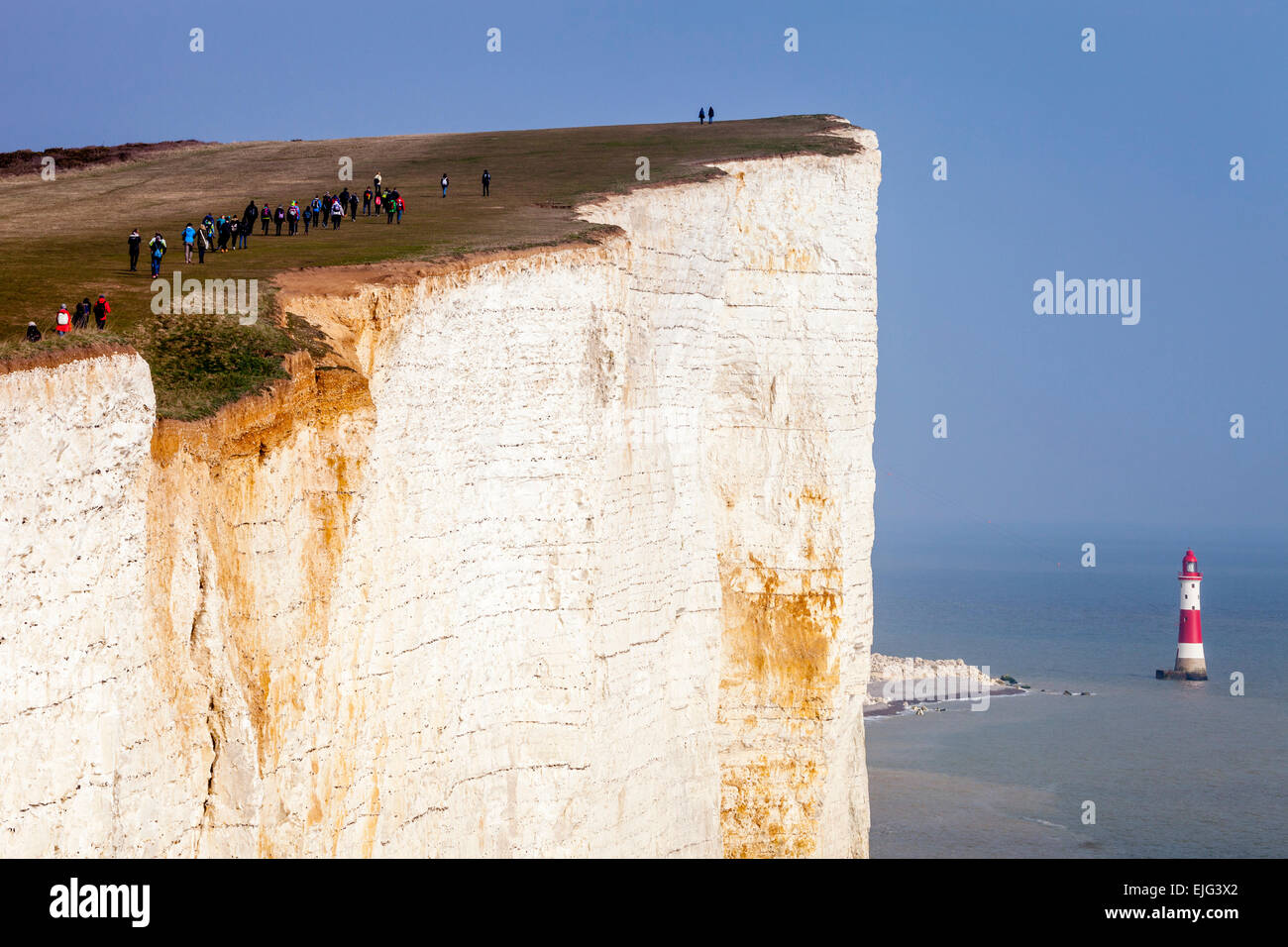 Beachy Head and Beachy Head Lighthouse near Eastbourne, Sussex, UK ...