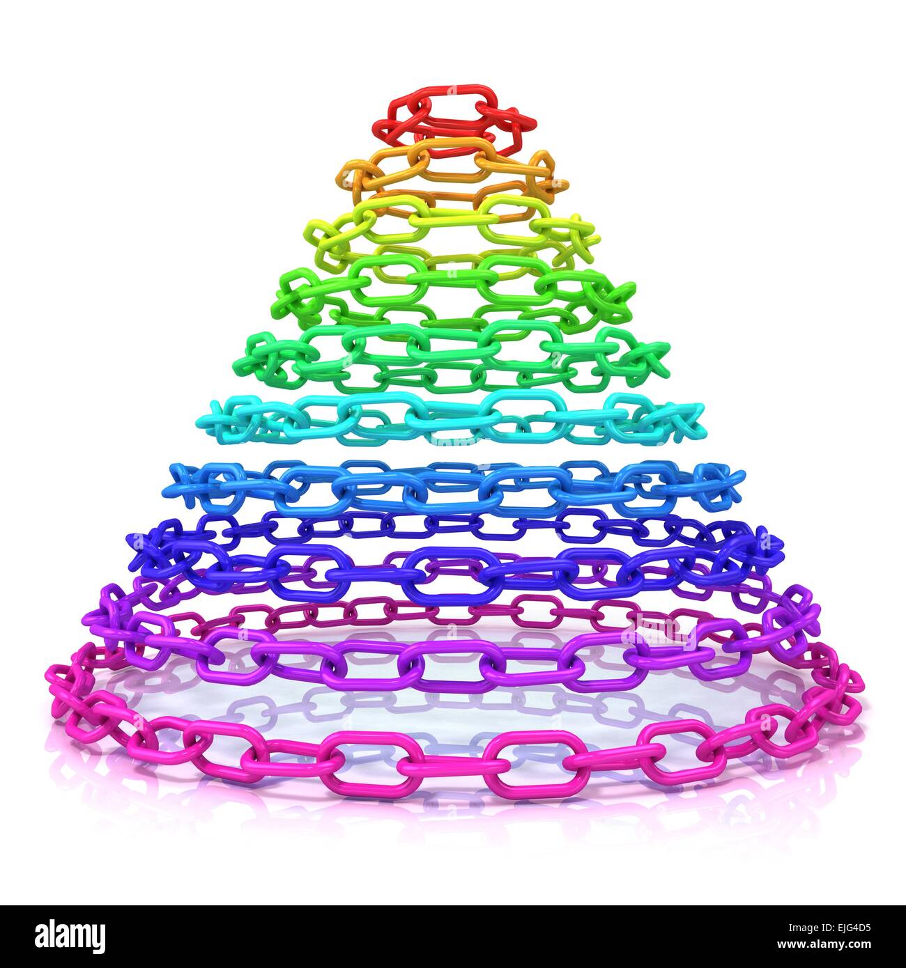 Colorful cone made of chain, isolated on white. Side view Stock Photo ...