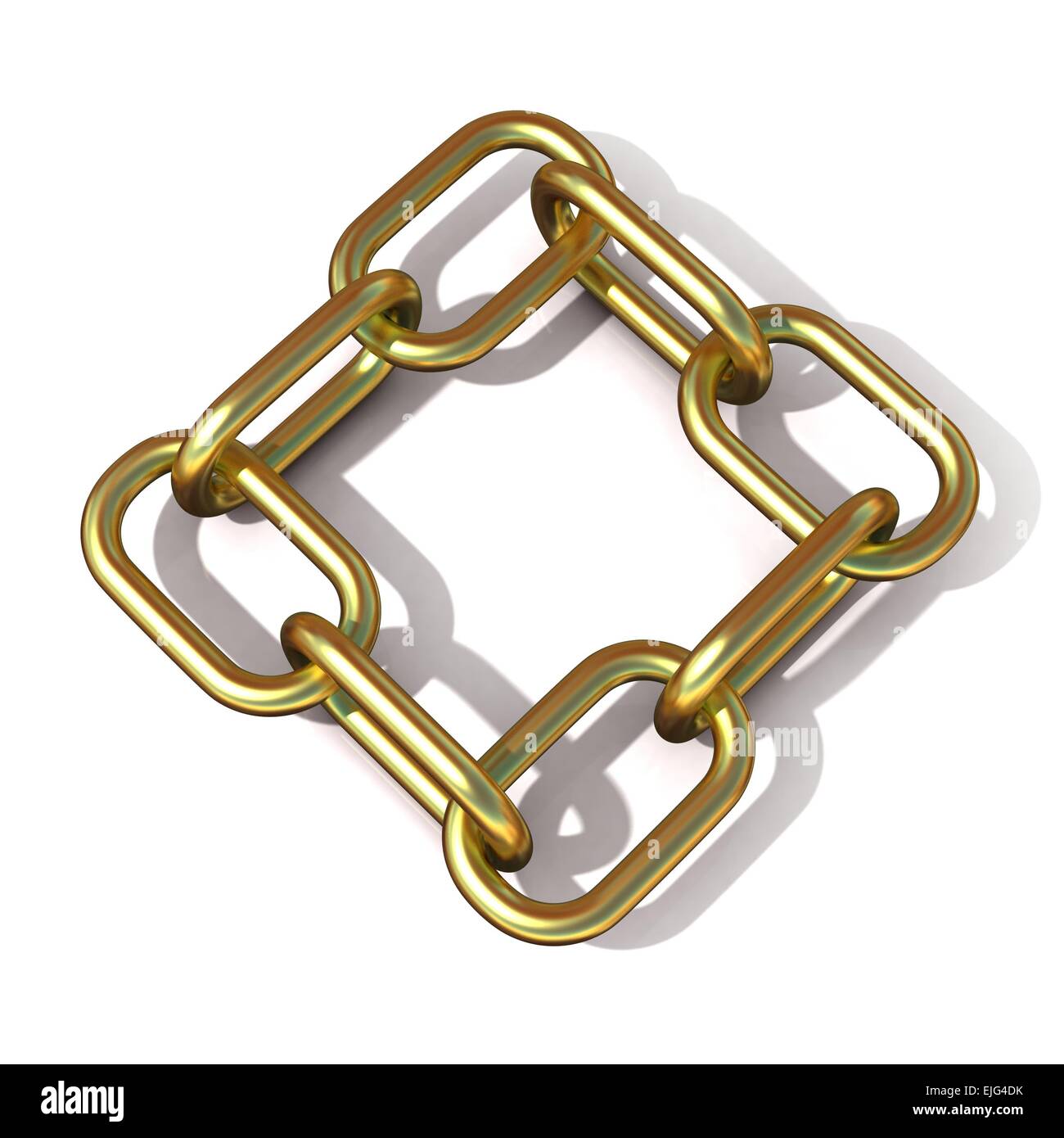 Abstract 3D illustration of a brass chain link isolated on white ...