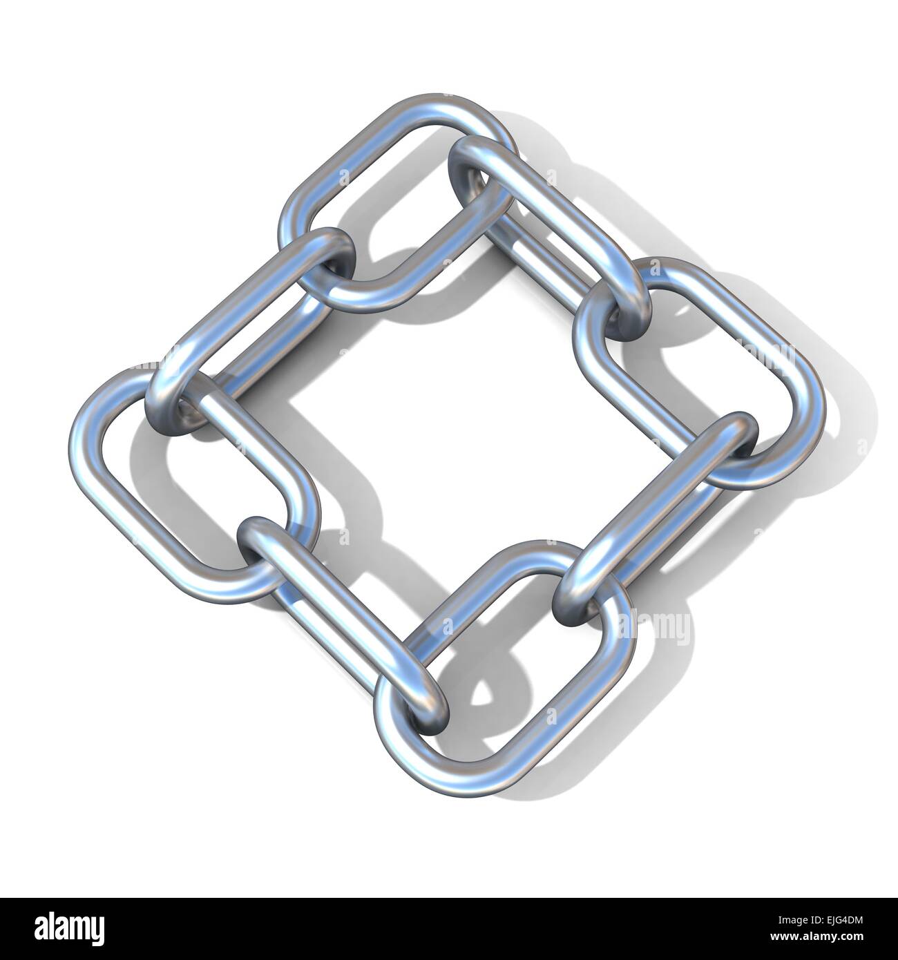 Abstract 3D illustration of a steel chain link isolated on white ...