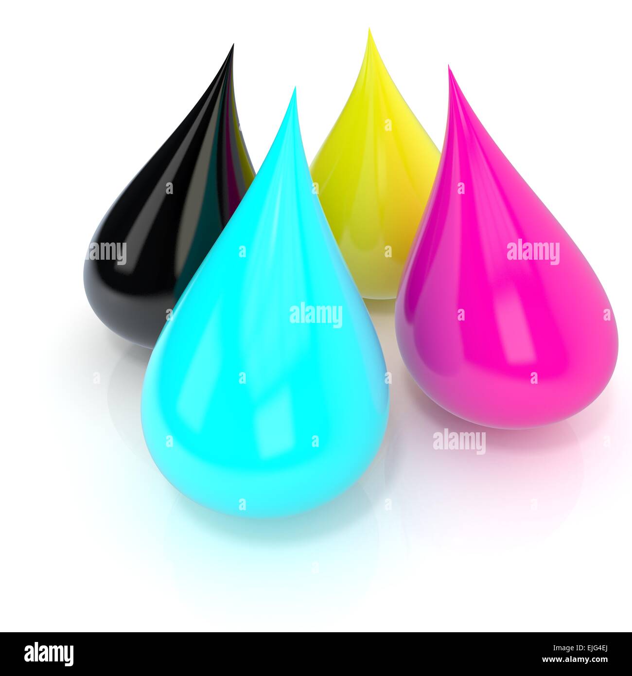 CMYK group of ink droplets isolated on white background Stock Photo - Alamy