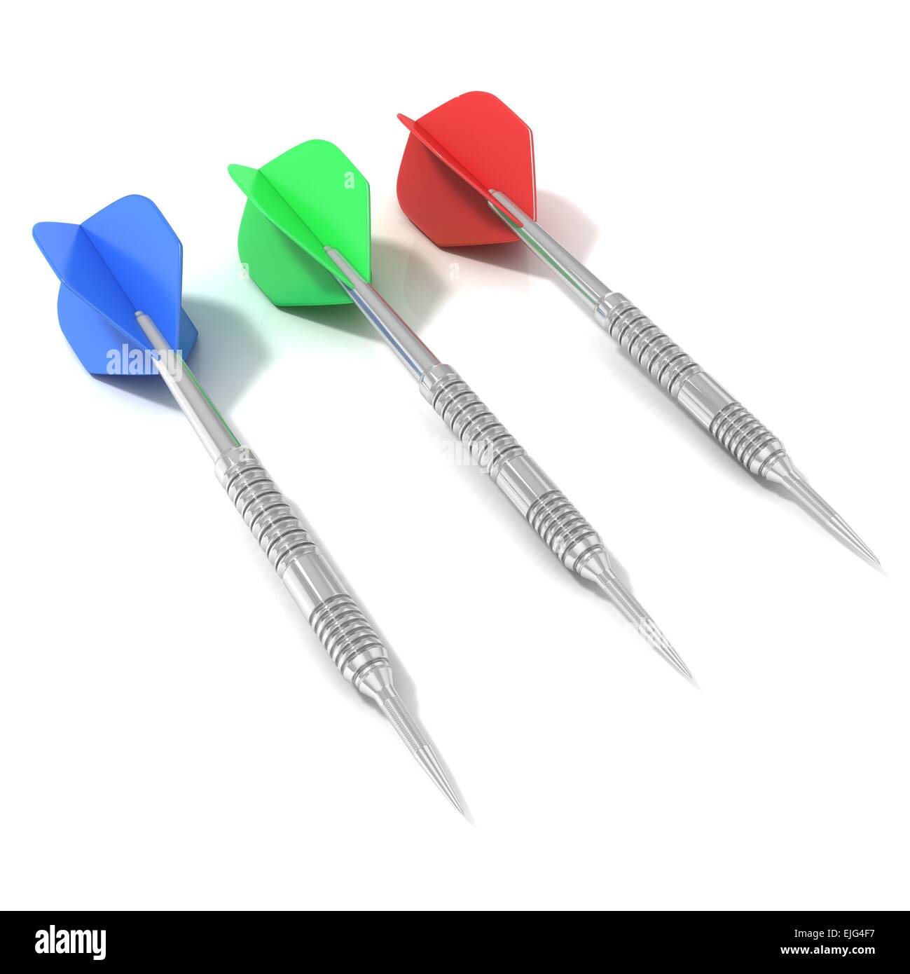 Set of darts, isolated on white background. Side view. 3d concept Stock ...