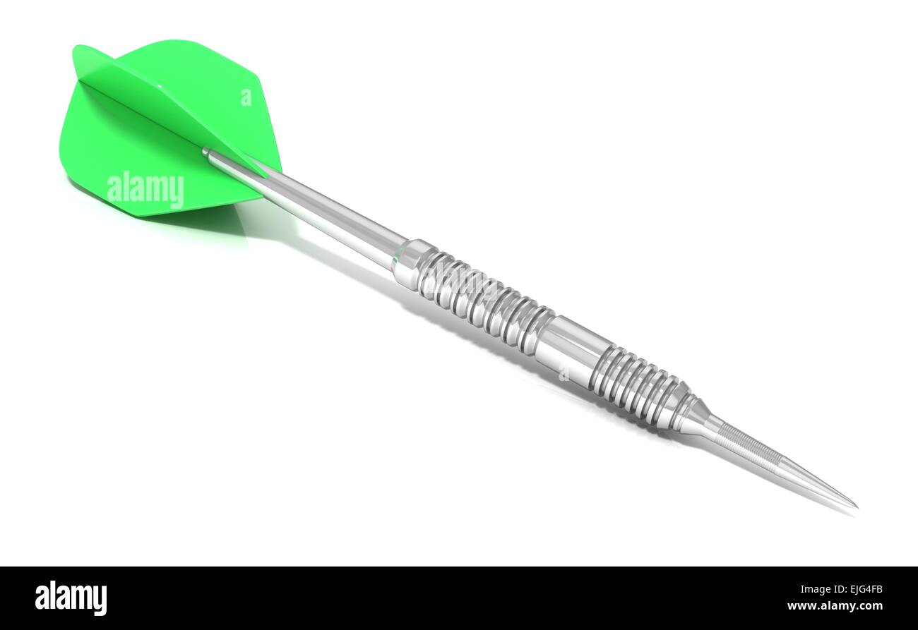 Green dart isolated on white background. Side view. 3d concept Stock ...