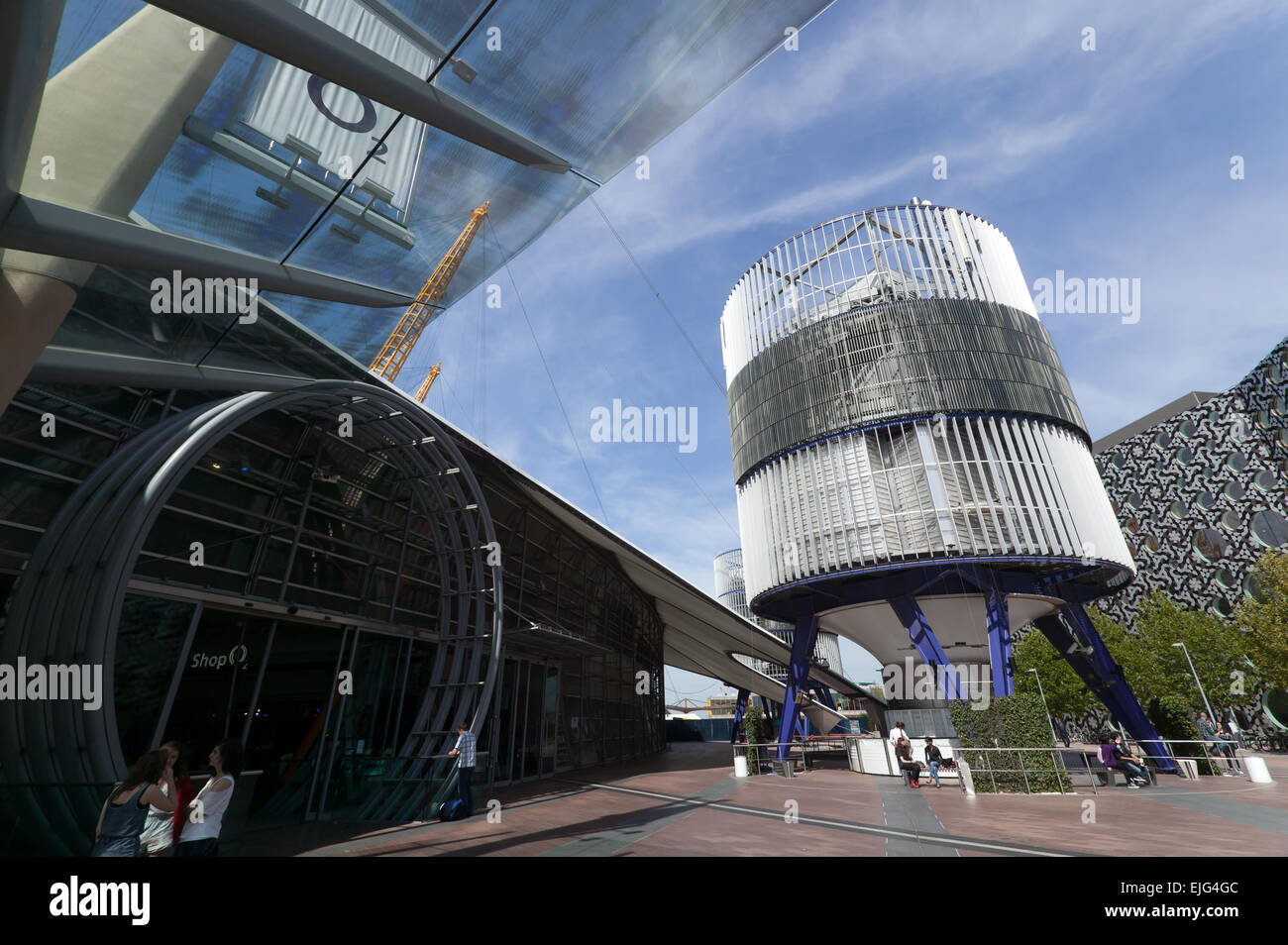 View of Peninsular Square looking towards the entranced to the O2 arena ...
