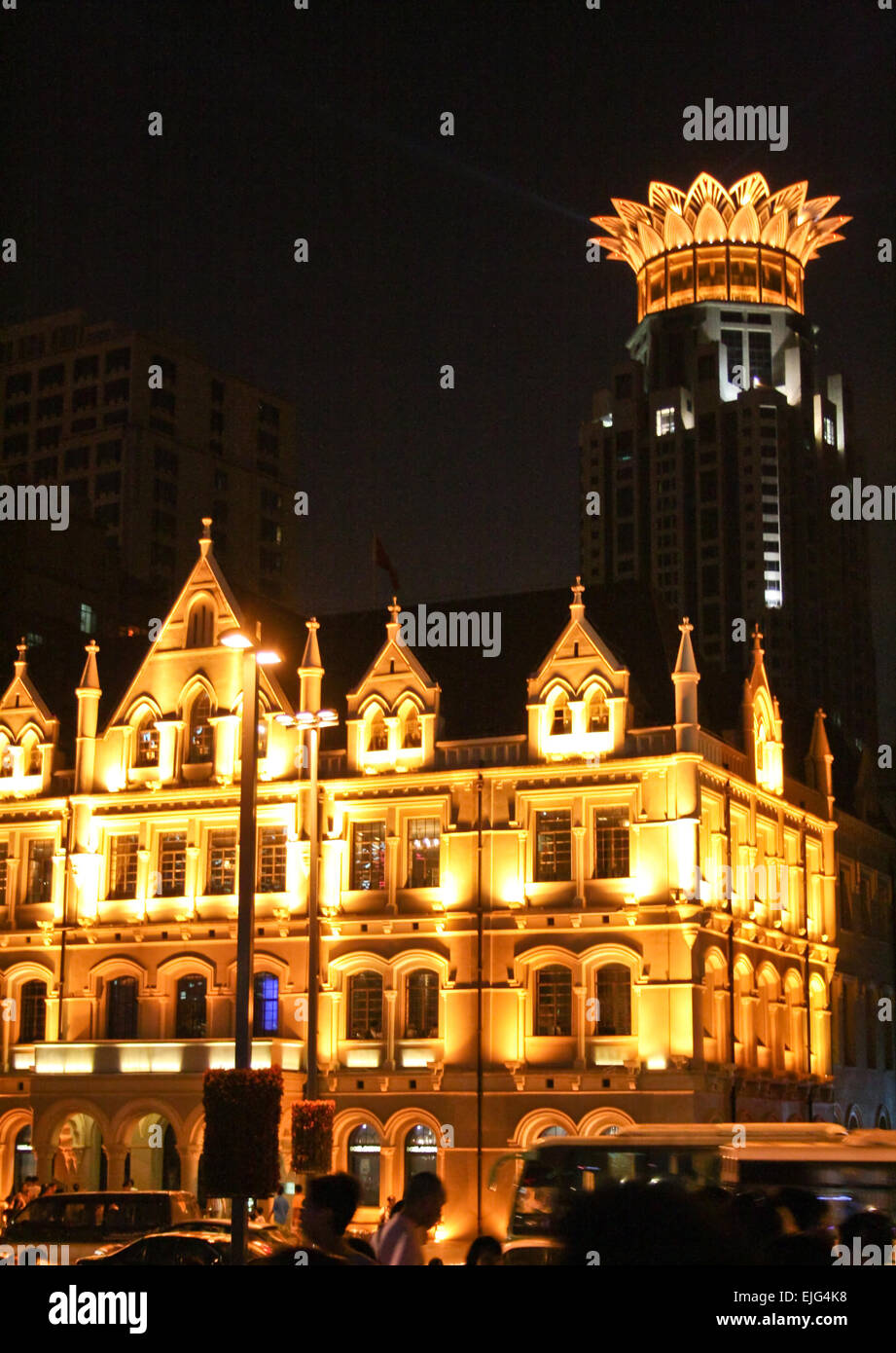 Night lighting of buildings in Shanghai Stock Photo - Alamy