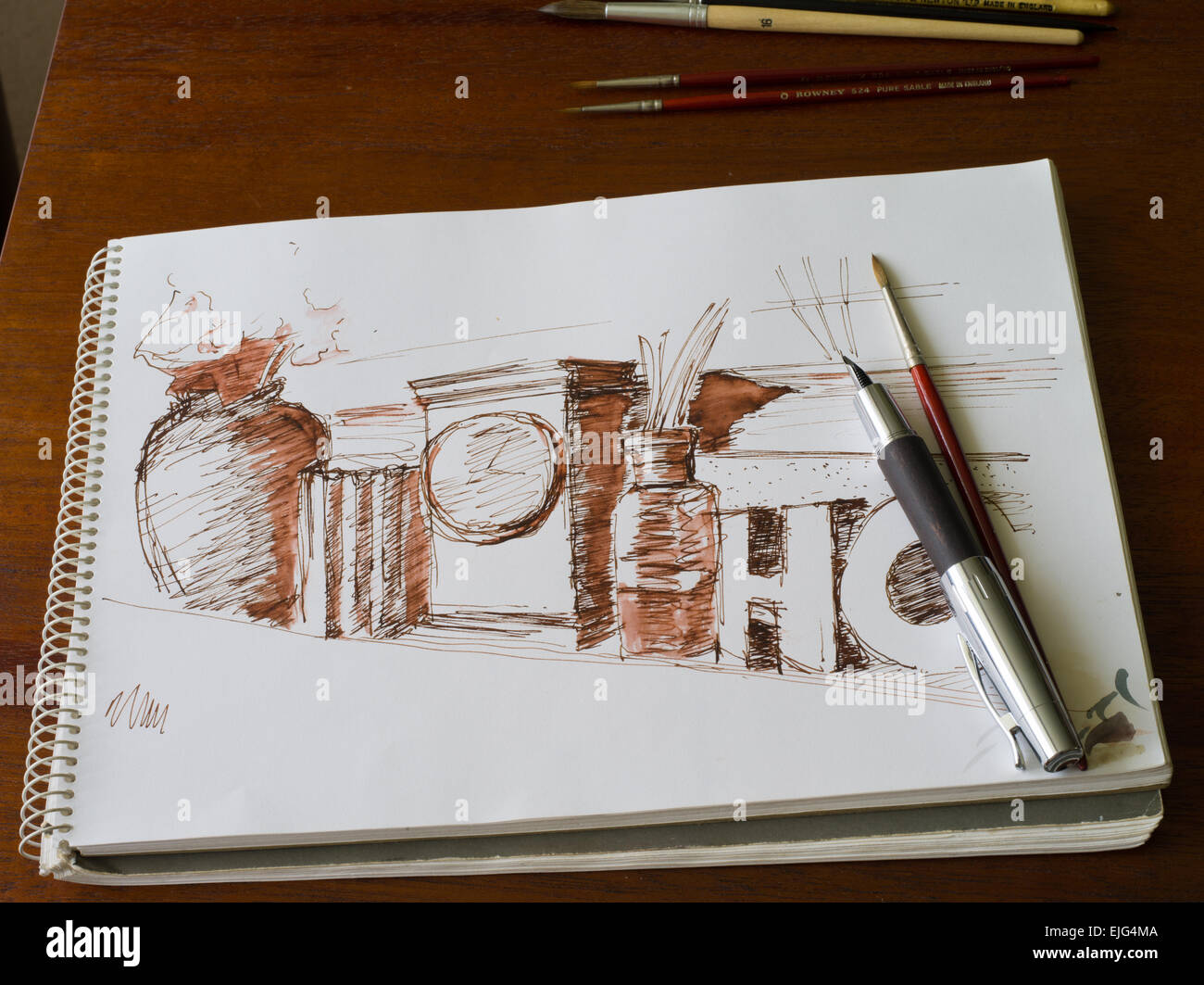 ink sketch line work Stock Photo - Alamy