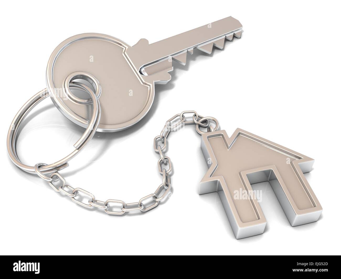 House door key and house key-chain on white background Stock Photo - Alamy
