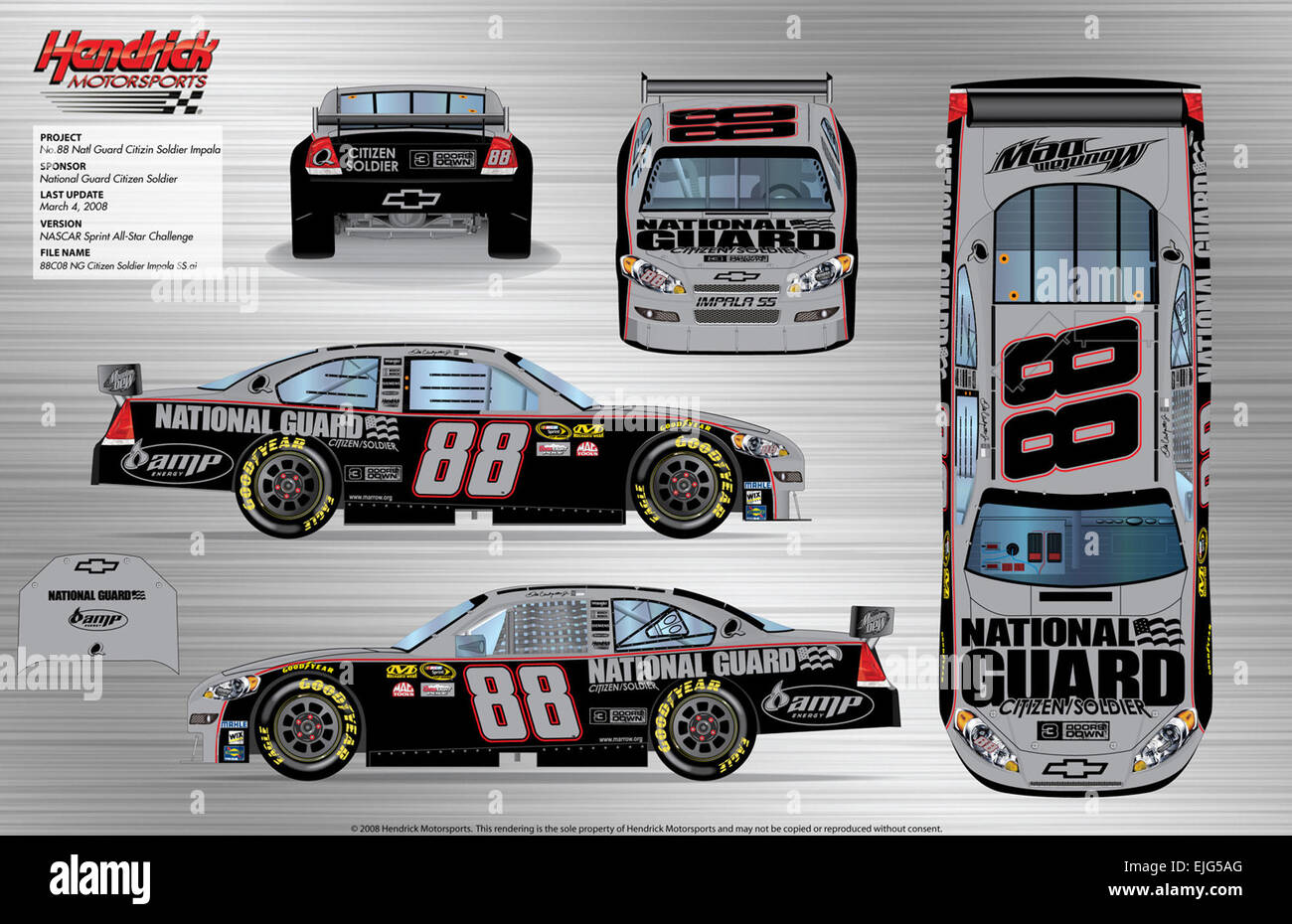 The No. 88 National Guard car, rendered here, will have a special "3 ...