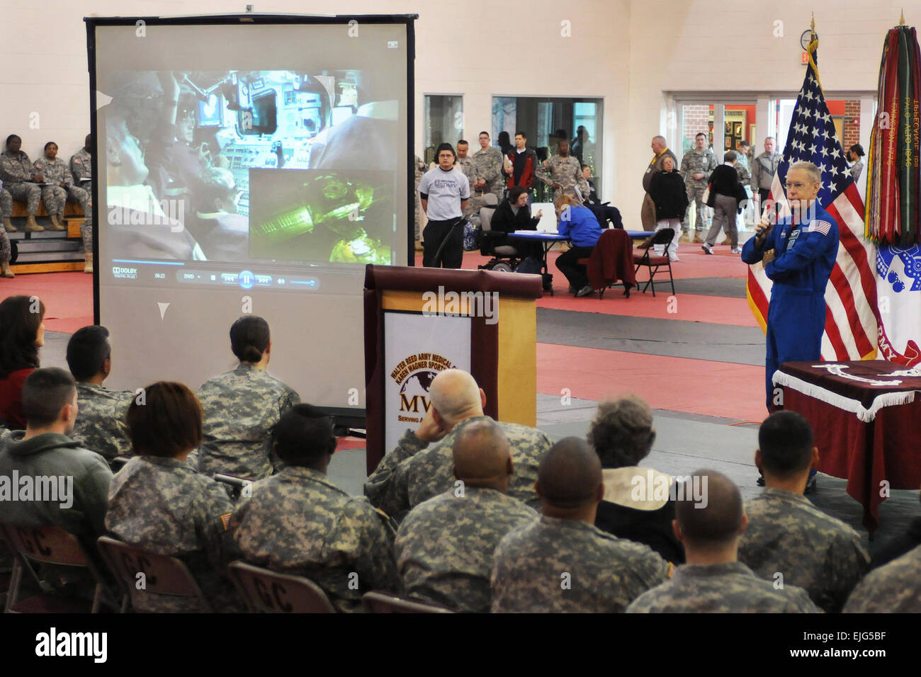 NASA astronaut and retired Army Col. Patrick G. Forrester speaks during ...
